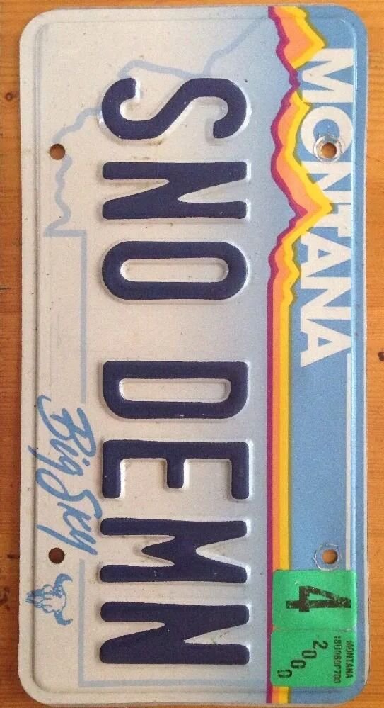 MT vanity SNOW DEMON license plate Devil Ski Snowboard Mountain Weather ...