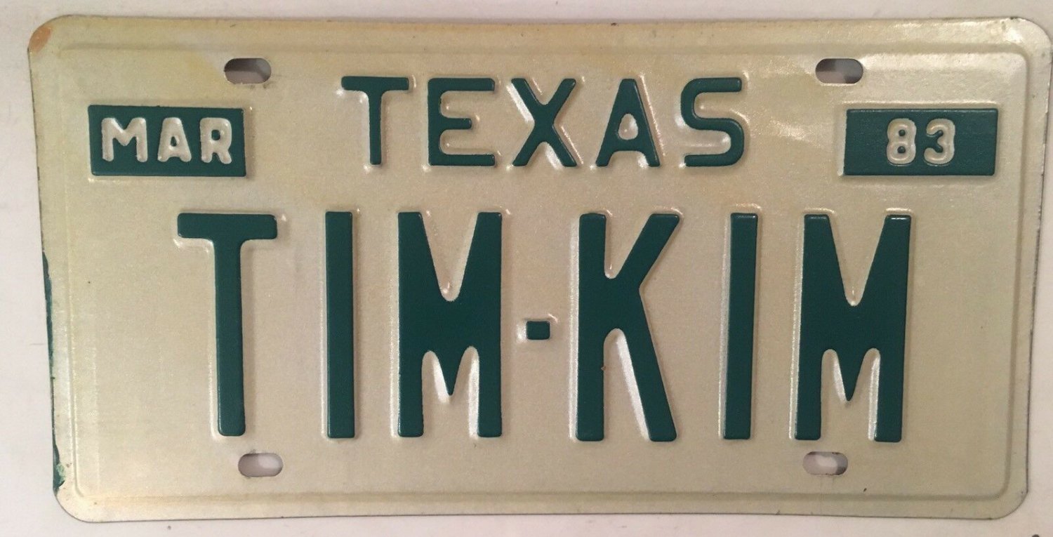 Vanity TIM KIM license plate Timothy Timmy Kimberly Kimmie Kimmy