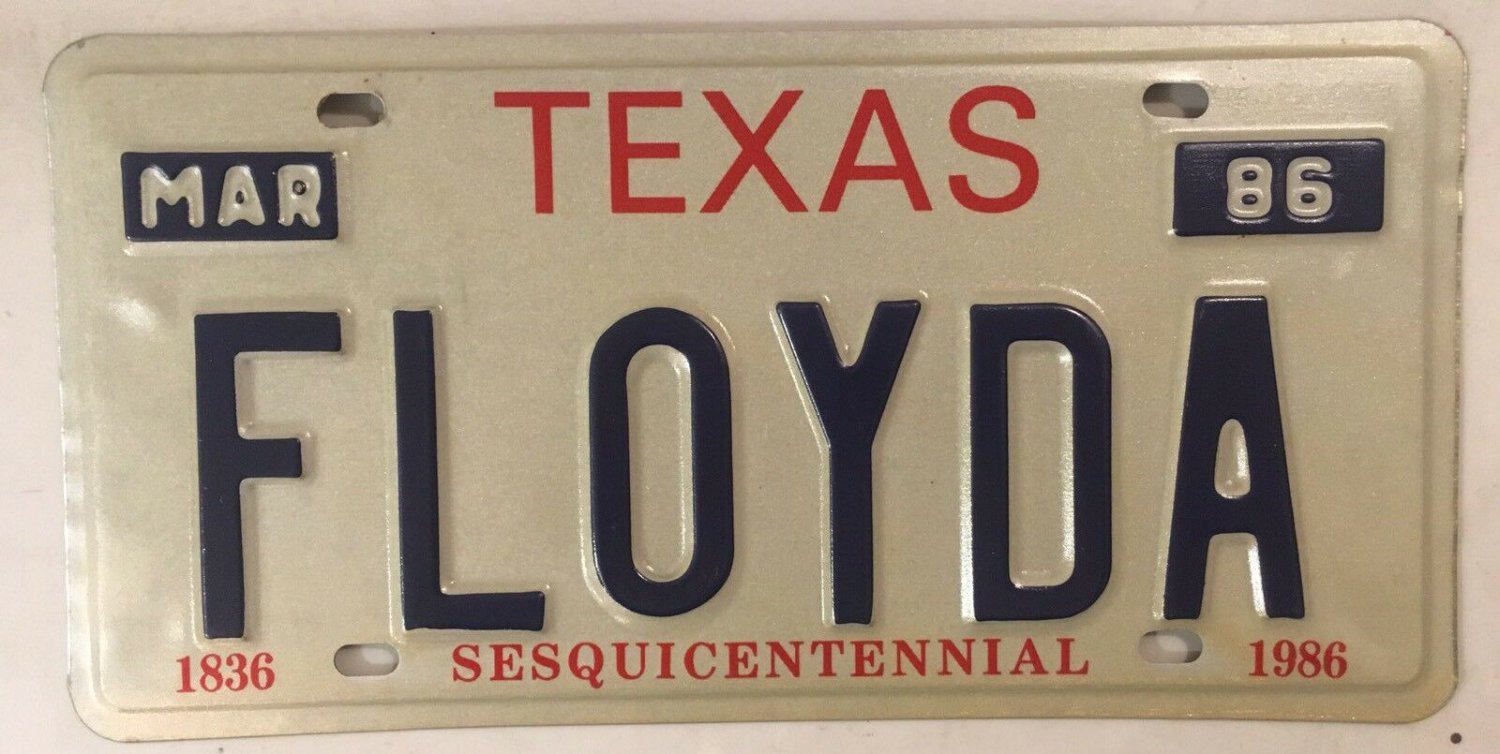 Rare Centennial vanity FLOYD A license plate Pink Music Hurricane Horse ...