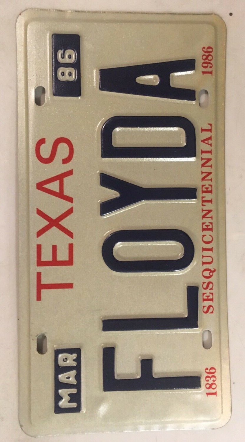 Rare Centennial vanity FLOYD A license plate Pink Music Hurricane Horse ...