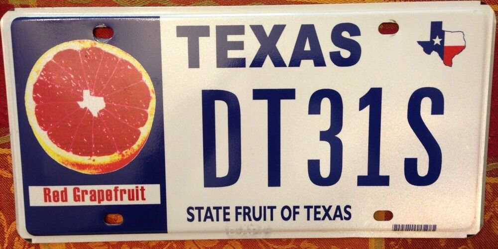 Texas STATE FRUIT GRAPEFRUIT Agriculture license plate citrus pink ...