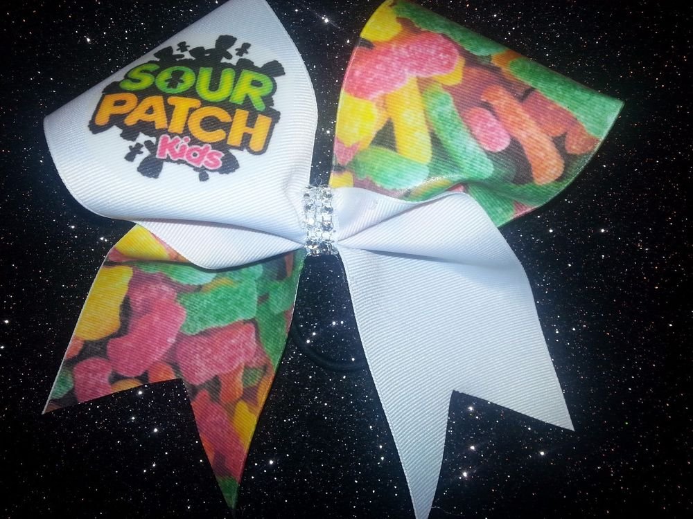 Sour Patch Kids Candy Cheer Bow on 3" grosgrain ribbon with BLING!!!!