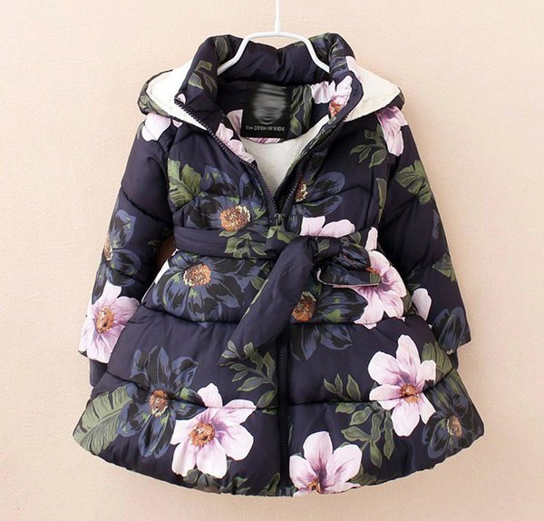 Thick and Warm Navy Blue Winter Coats for Infant Girls Hooded Dress ...