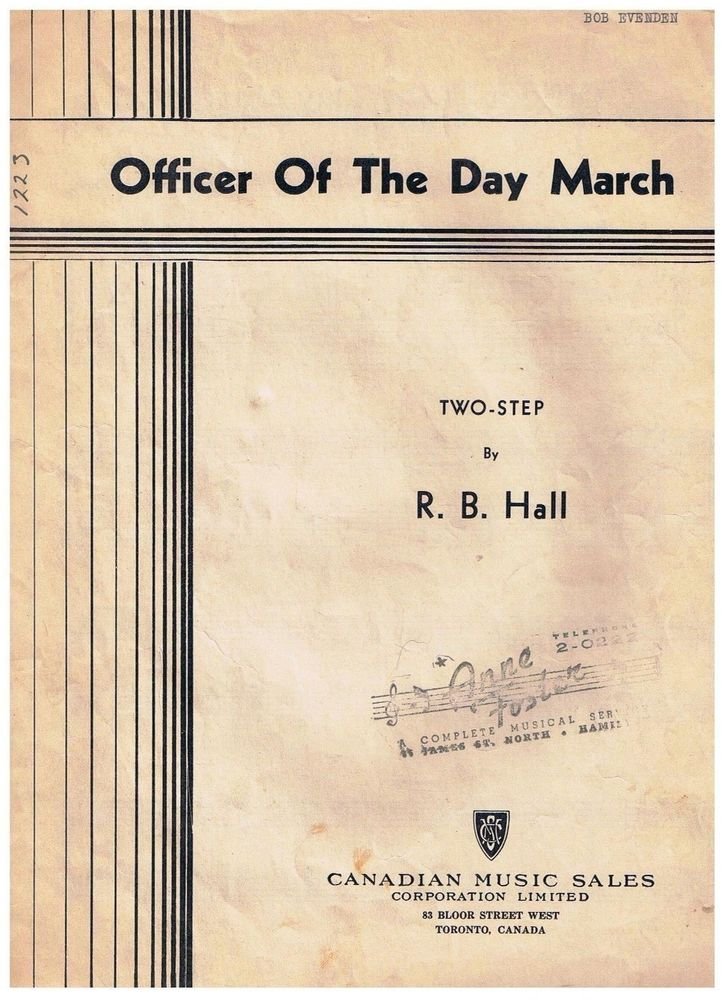 Officer Of The Day March Sheet Music R B Hall