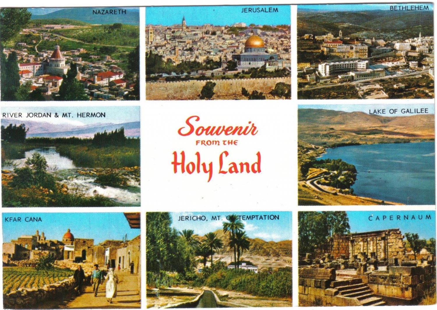 Israel Postcard Holy Land Nazareth Jordon Jerusalem Bethelhem Galilee ...