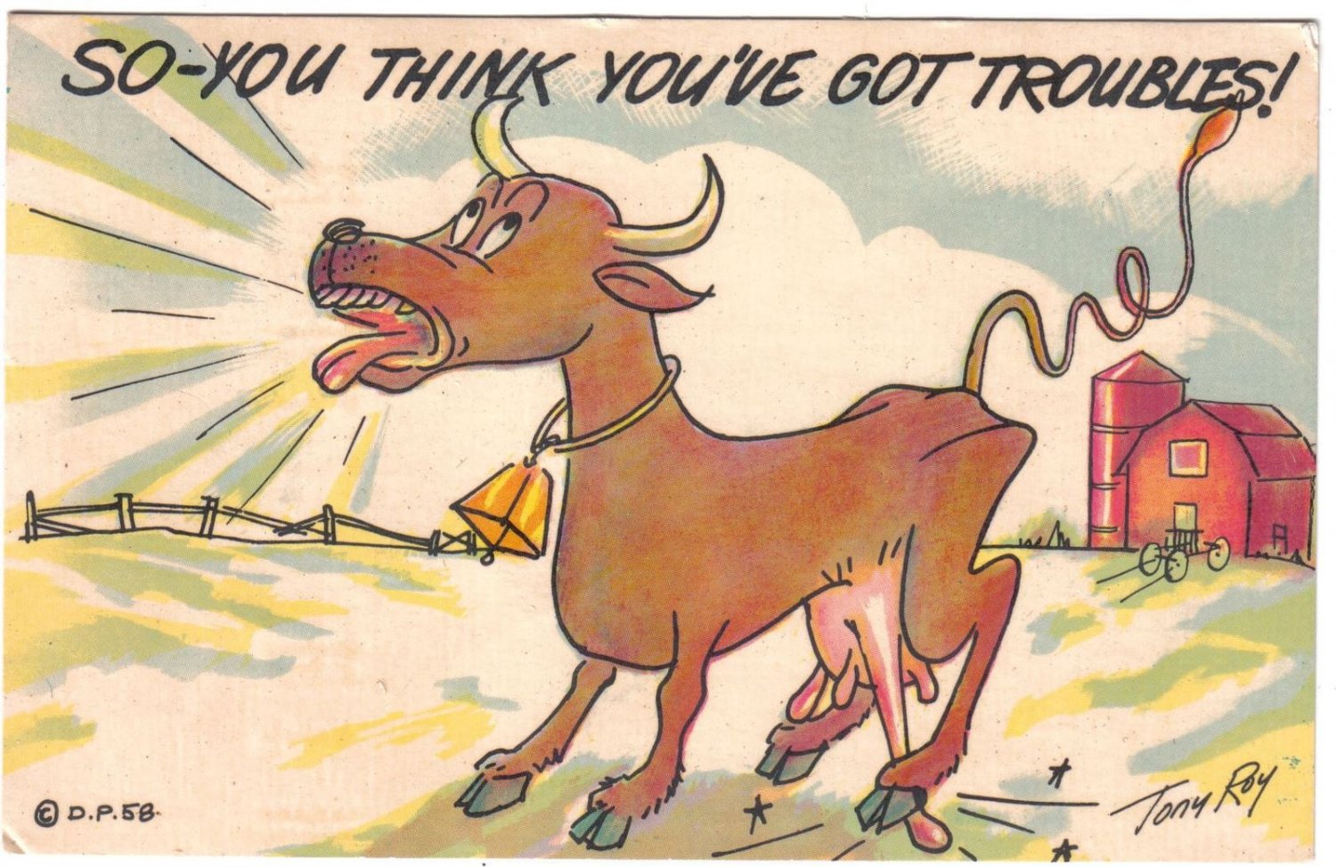 Comic Postcard Cow In Trouble Tony Roy