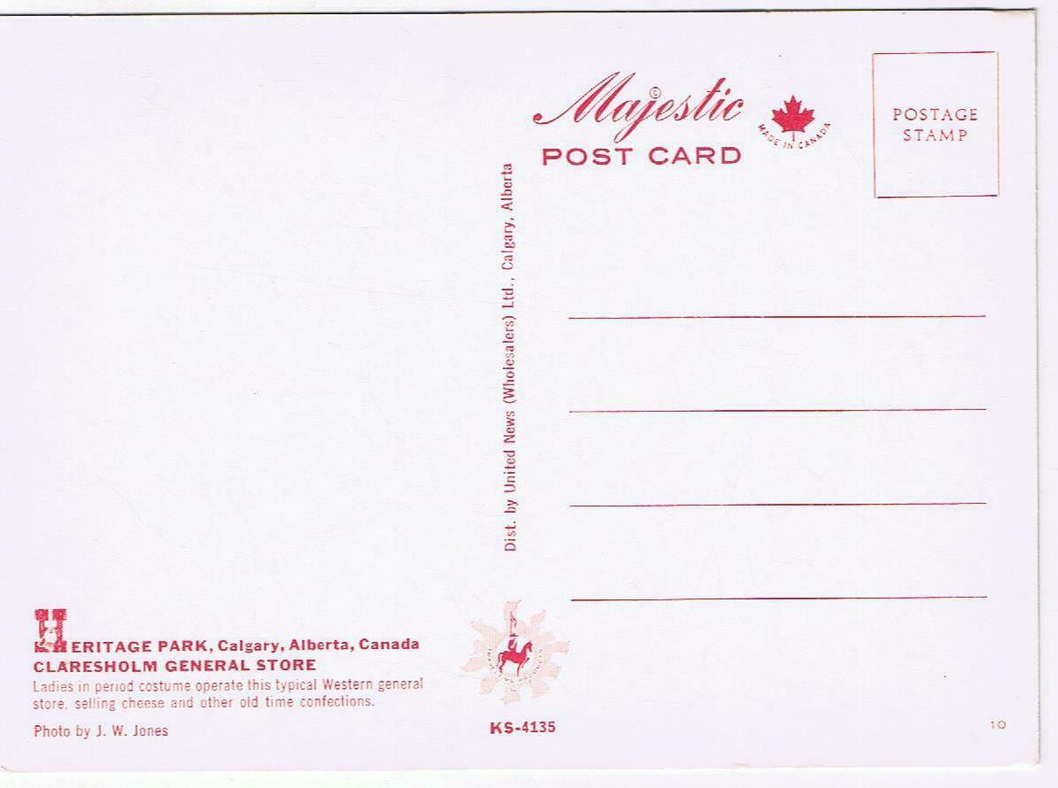 Alberta Postcard Calgary Heritage Park Claresholm General Store