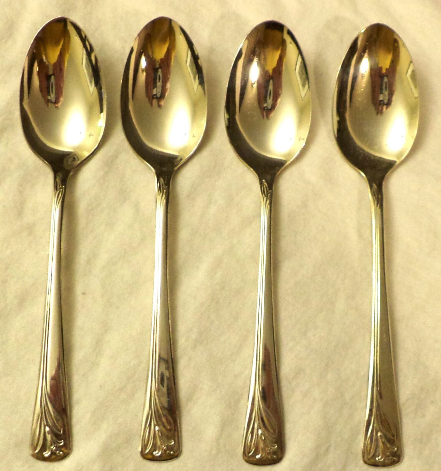 4 Embassy Sincerity Oval Cereal Dessert Spoons Silverplate Magic Lily ...