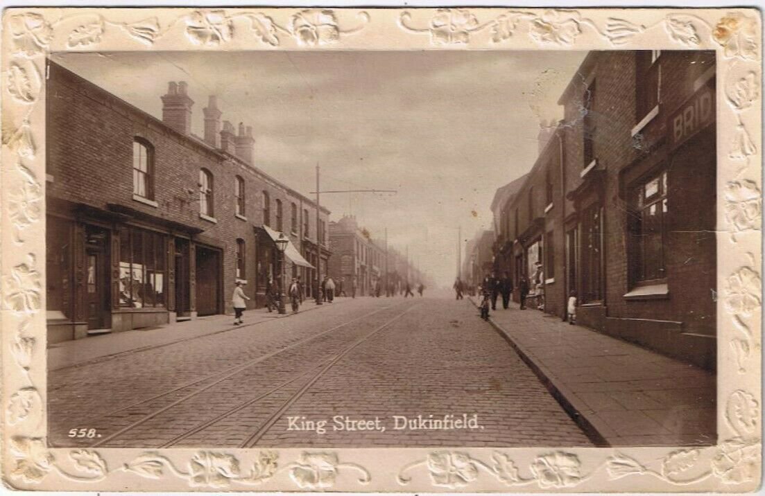 Postcard RPPC Embossed Frame King Street Dukinfield Tameside Greater ...