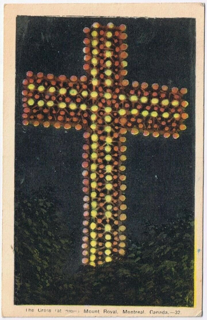 Postcard Cross At Night Mount Royal Montreal Quebec