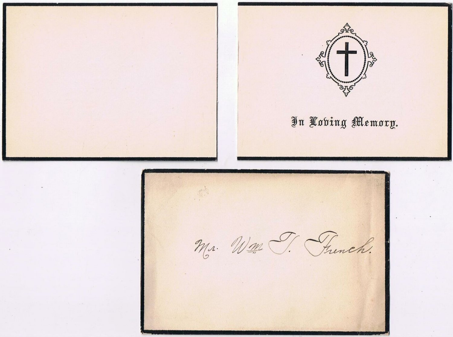 Funeral Card In Loving Memory James French + Black Edged Envelope