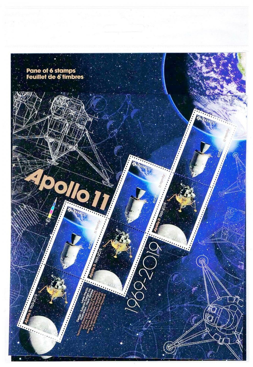 Stamps Canada Apollo 11 40th Anniversary Souvenir Sheet July 20 2019