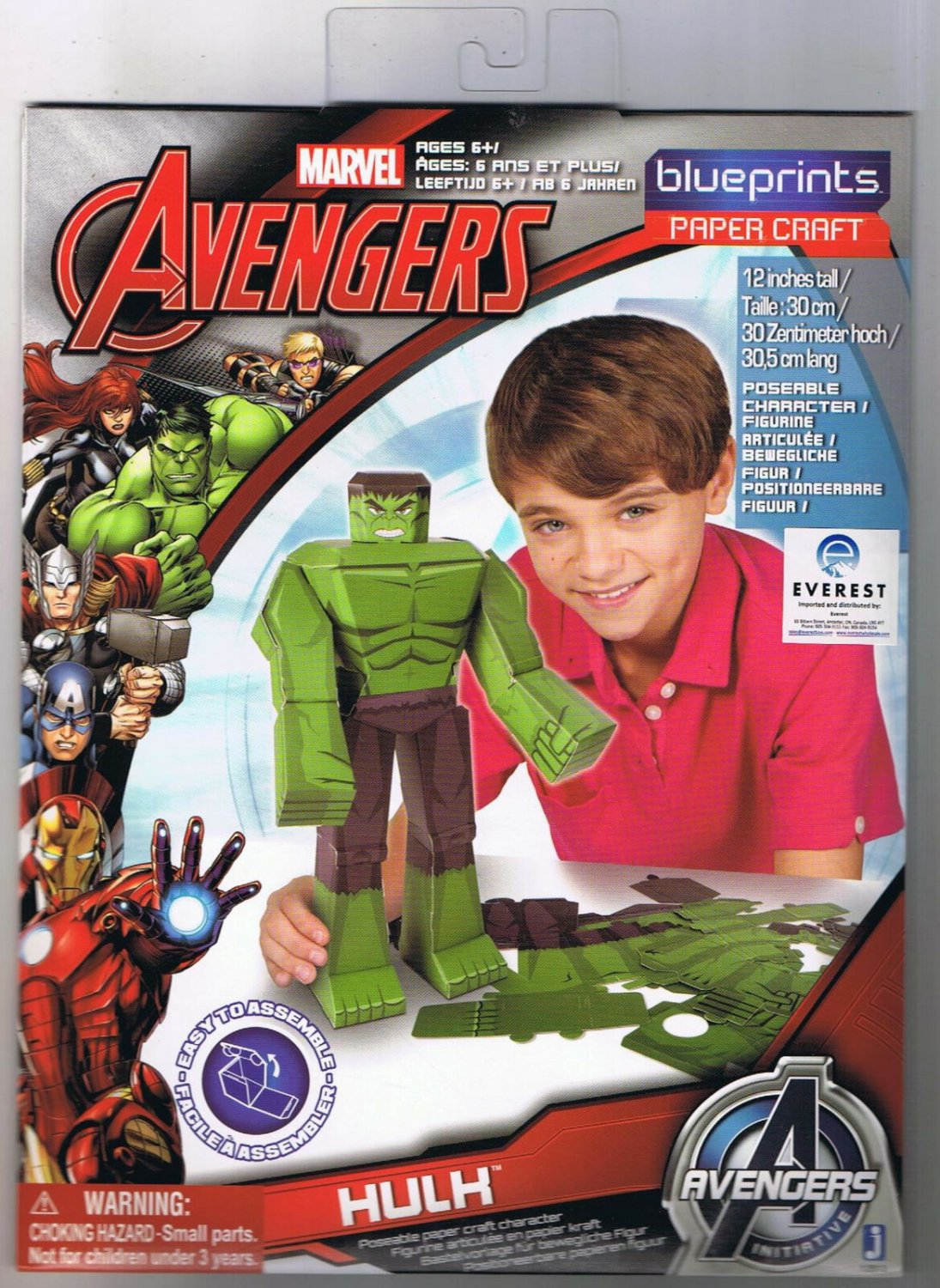 Marvel Avengers Blueprint Paper Craft Hulk 3D Paper Craft Figure 12” Tall