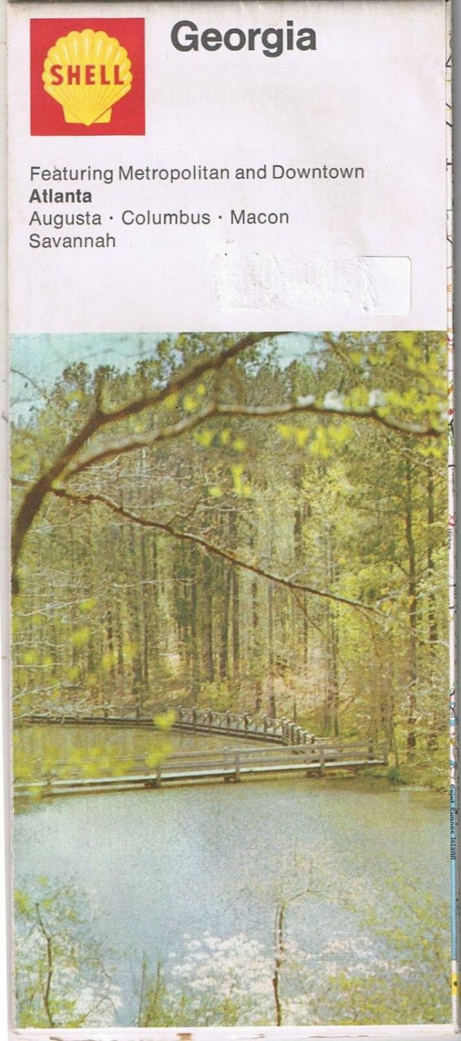 Roadmap Shell Georgia 1972 Macon Savannah Augusta Atlanta Calloway Gardens