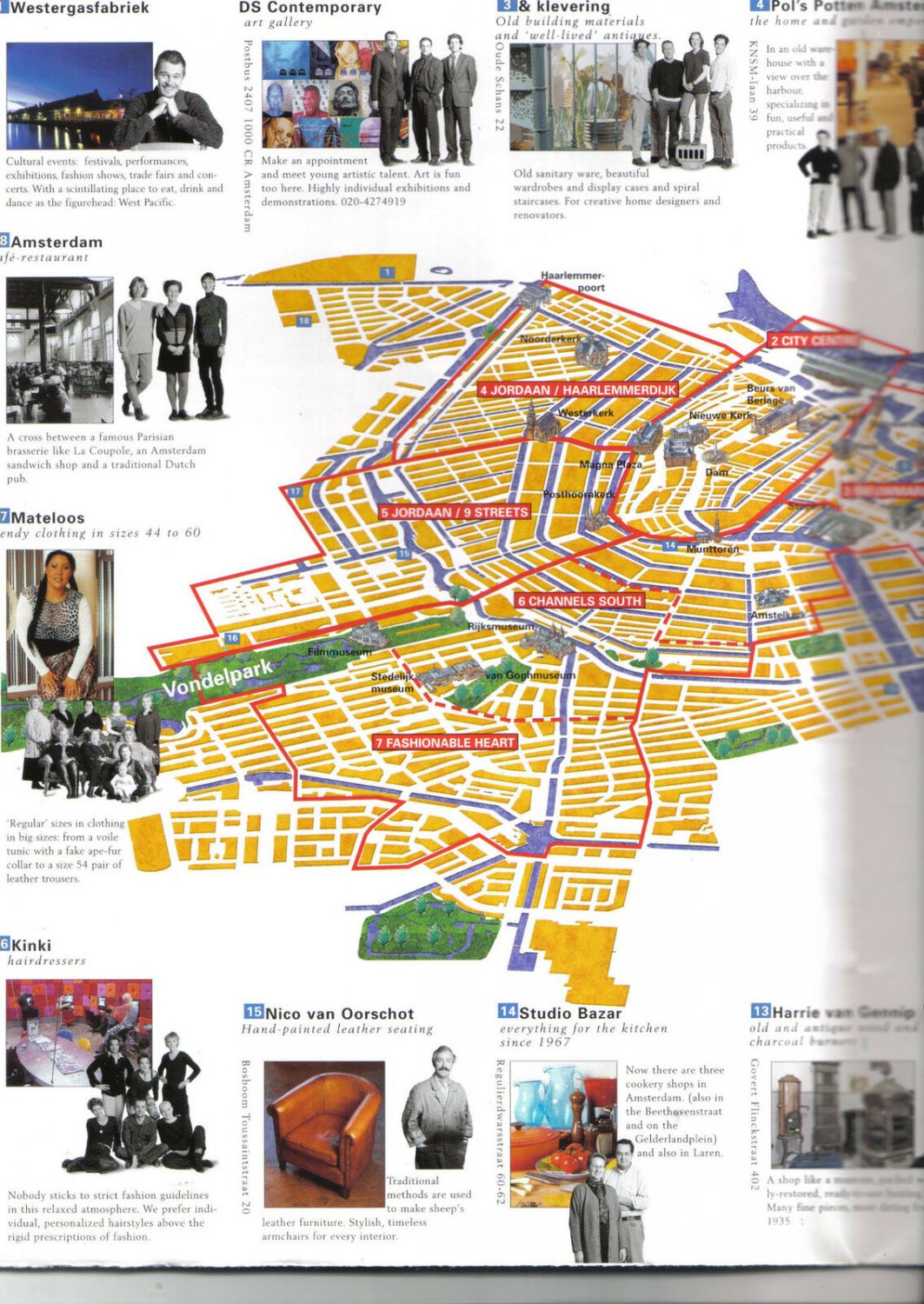 Netherlands Holland Brochure Amsterdam Map Shopping Cafes Art Culture 1998
