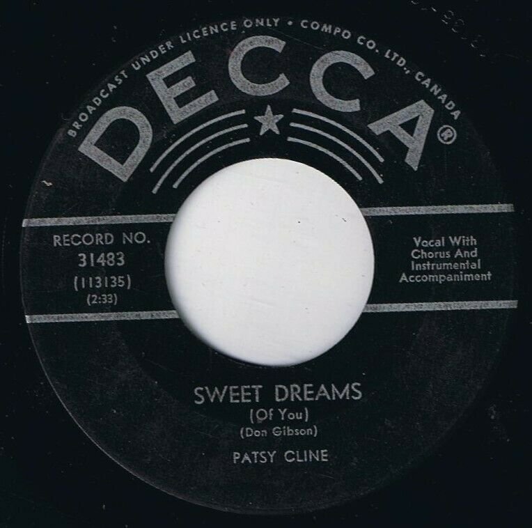 Patsy Cline Back In Baby's Arms 45 rpm Sweet Dreams Canadian Pressing