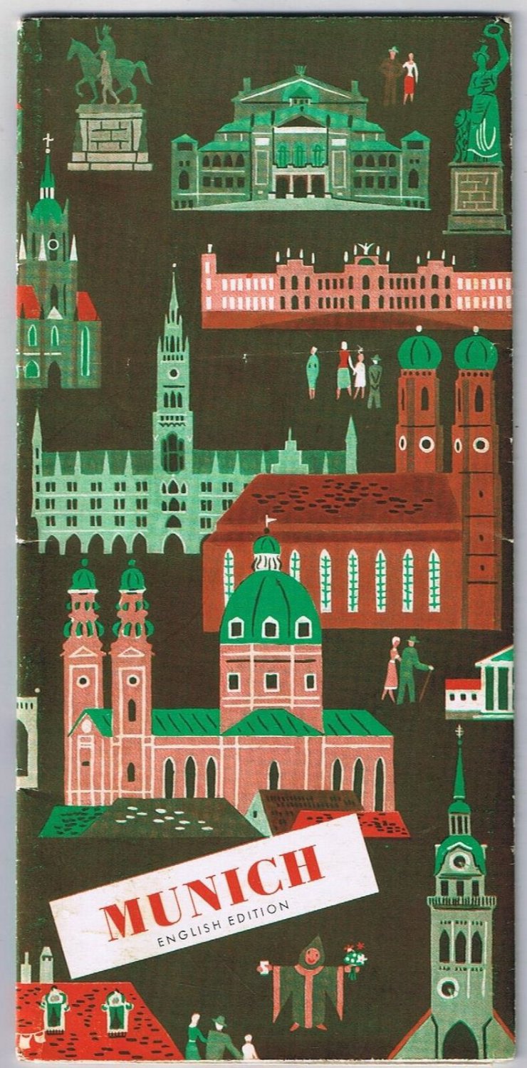 Munich Germany Travel Brochure Map English Edition 1954