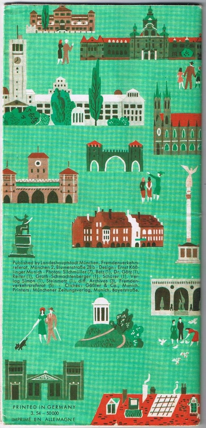 Munich Germany Travel Brochure Map English Edition 1954