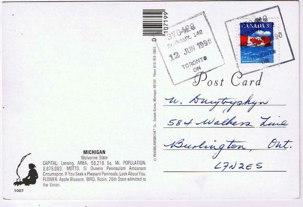 Michigan Postcard Pictoral State Map