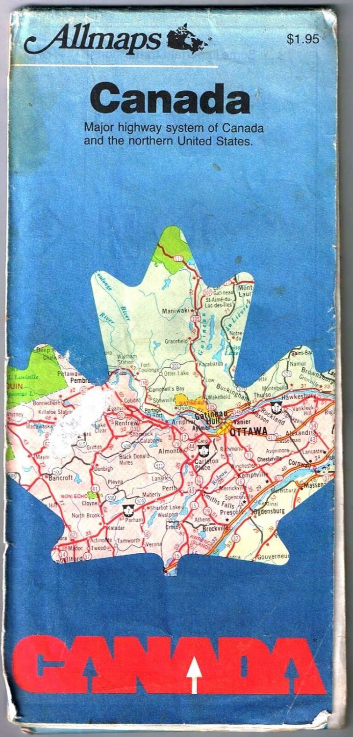Canada Roadmap Allmaps 1990 Major Higway Systems Canada & Northern USA