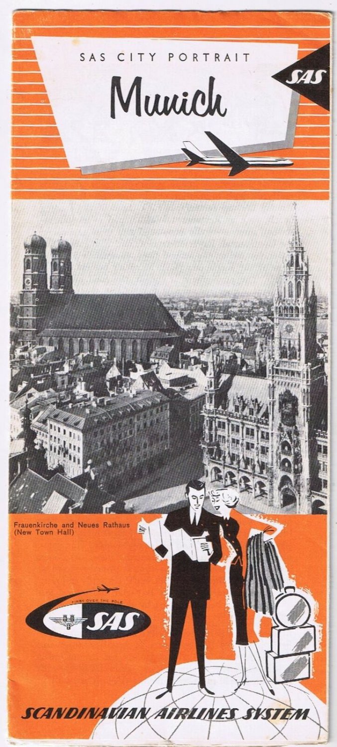 Munich Germany Travel Brochure Map Scandinavian Airlines