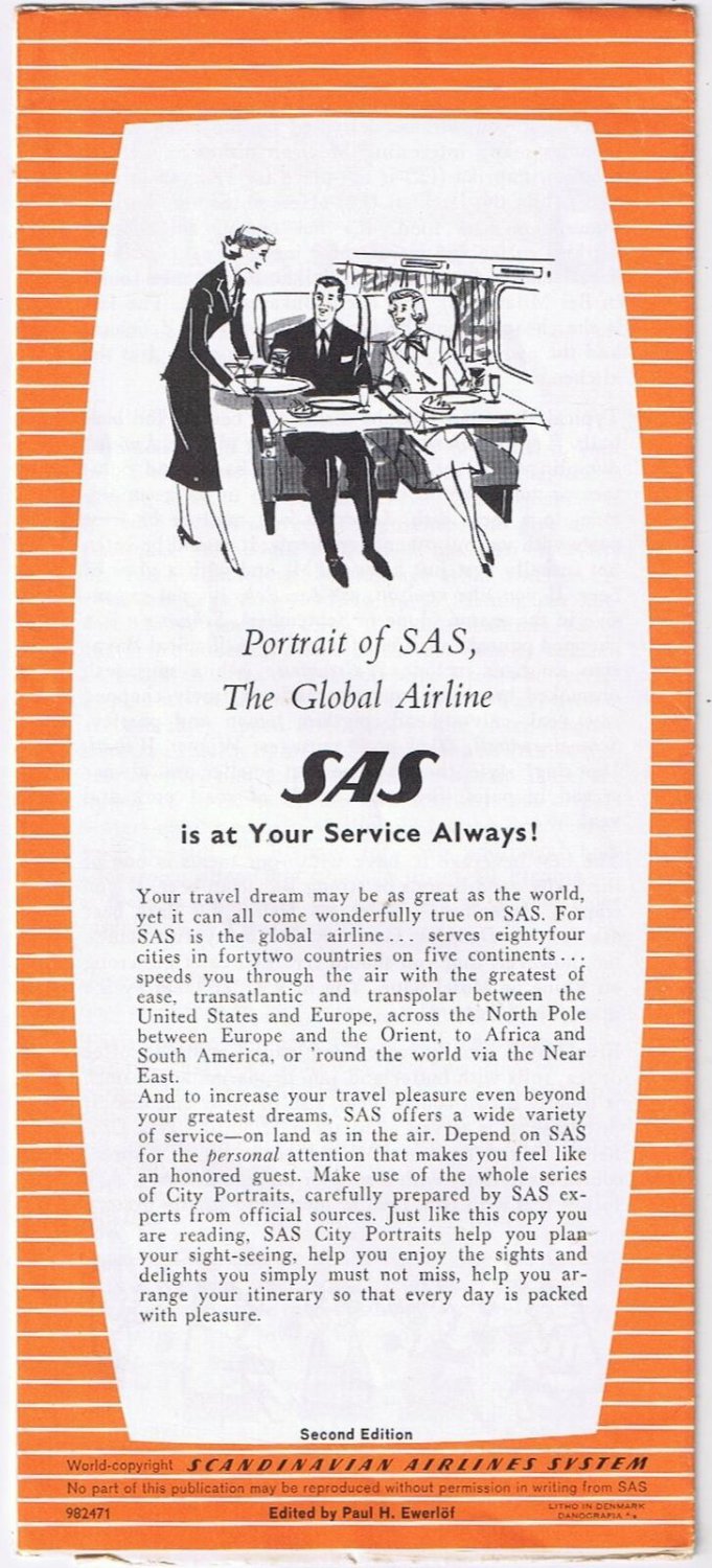 Munich Germany Travel Brochure Map Scandinavian Airlines