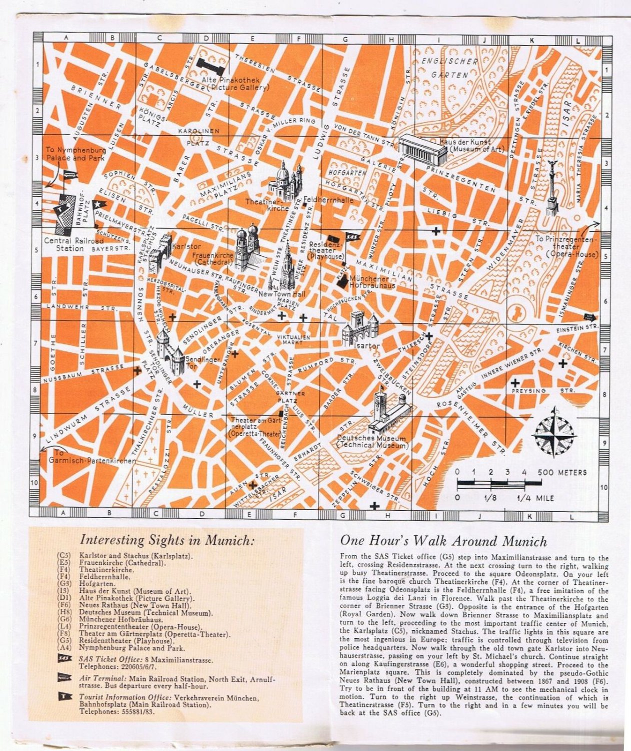 Munich Germany Travel Brochure Map Scandinavian Airlines