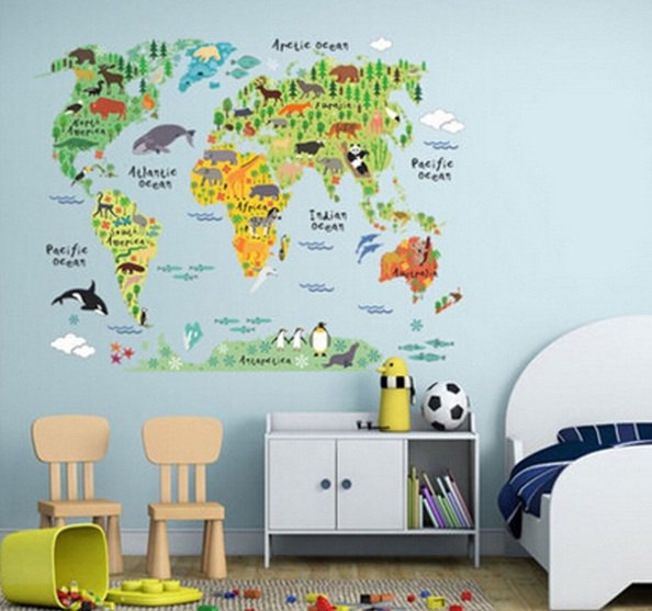 Colorful World Map DIY Removable Wall sticker Decal