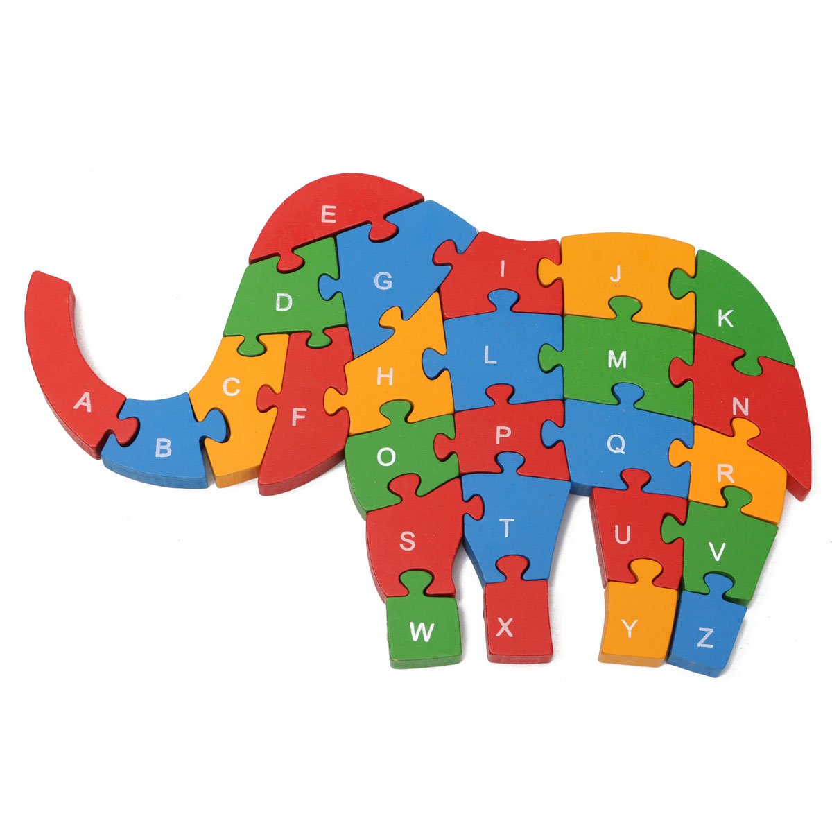 Wooden Animal Shape Puzzle Blocks 26 Alphabet Number Educational Toy