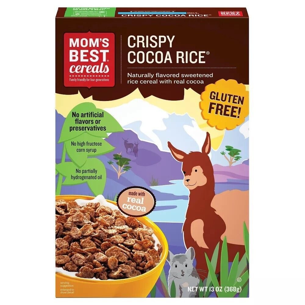 Mom's Best CRISPY COCOA RICE Chocolatey Breakfast Cereal 13 oz (1 Pack)