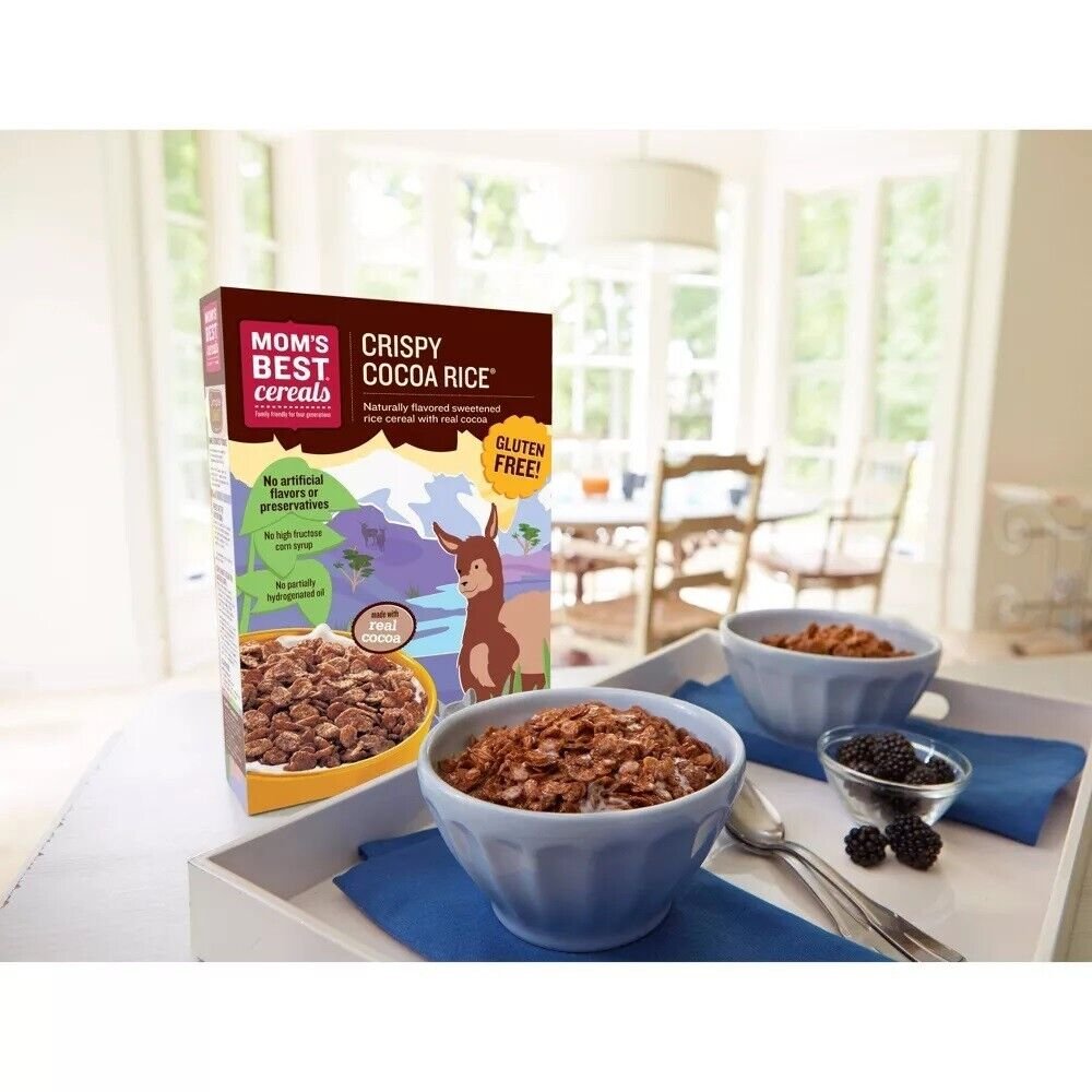 Mom's Best CRISPY COCOA RICE Chocolatey Breakfast Cereal 13 oz (1 Pack)