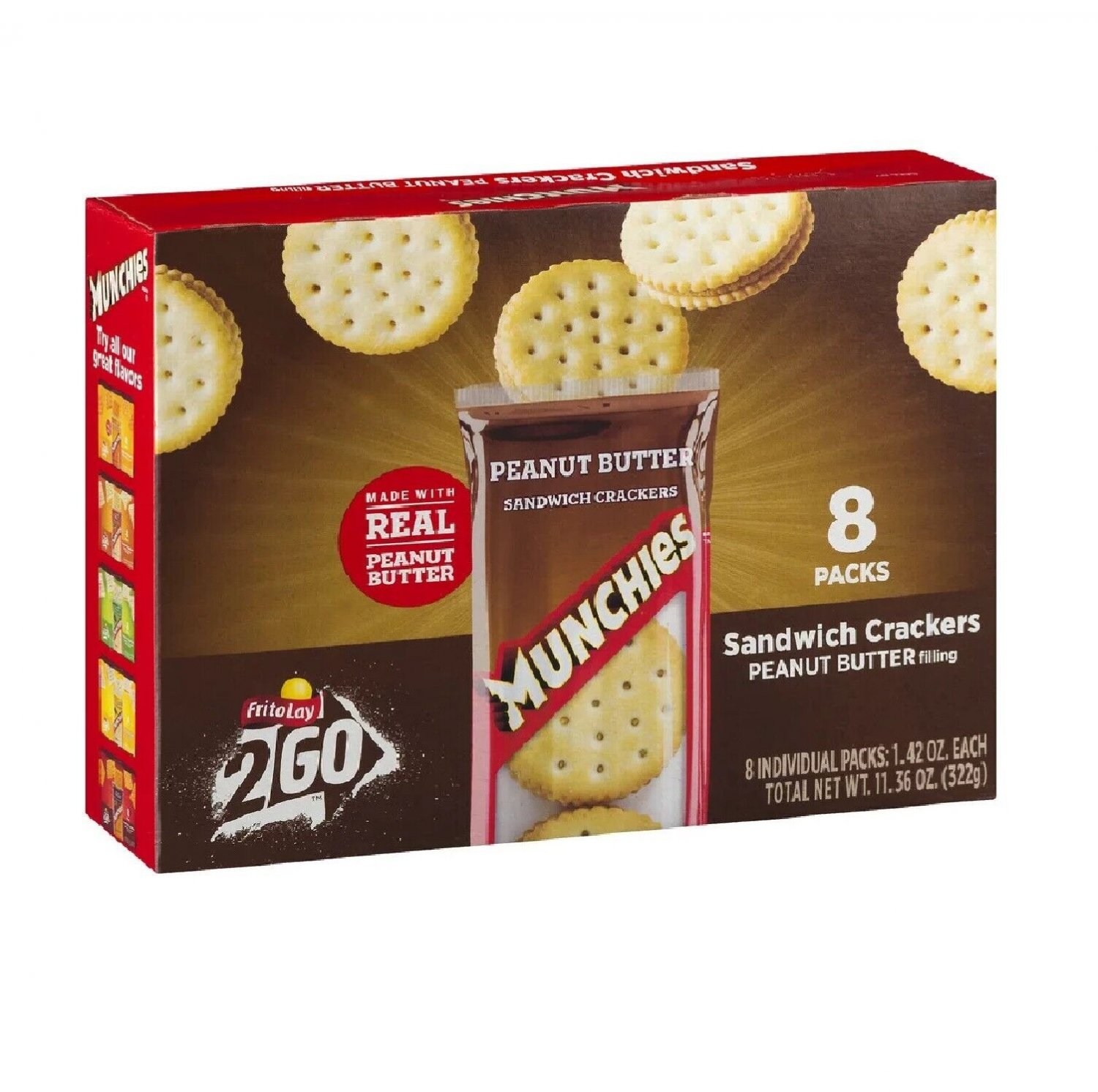 Munchies Round Crackers PEANUT BUTTER On TOAST, 11.36 oz (8 Packets)