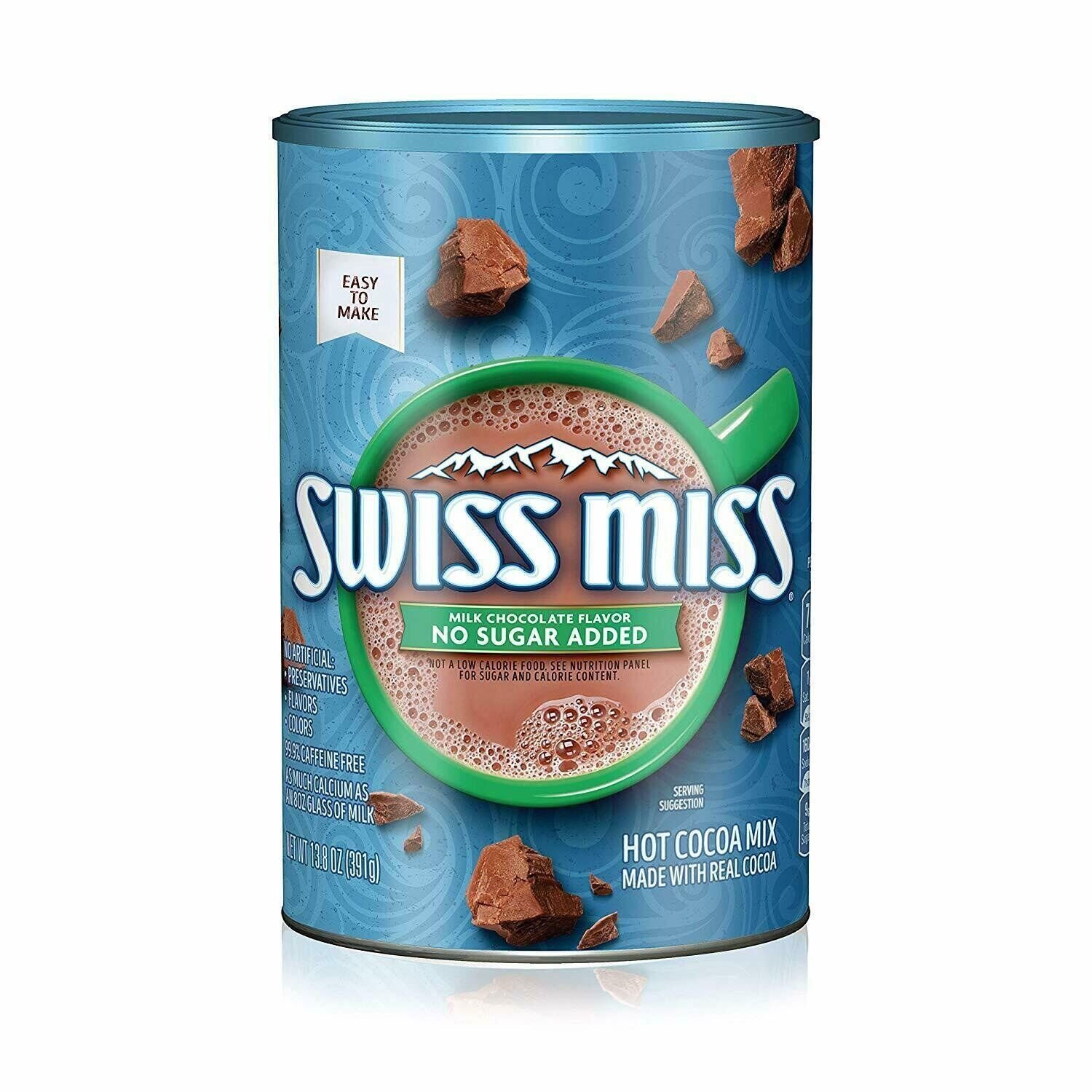 Swiss Miss Hot Cocoa Mix No Sugar Added Milk Chocolate 138 Oz Canister