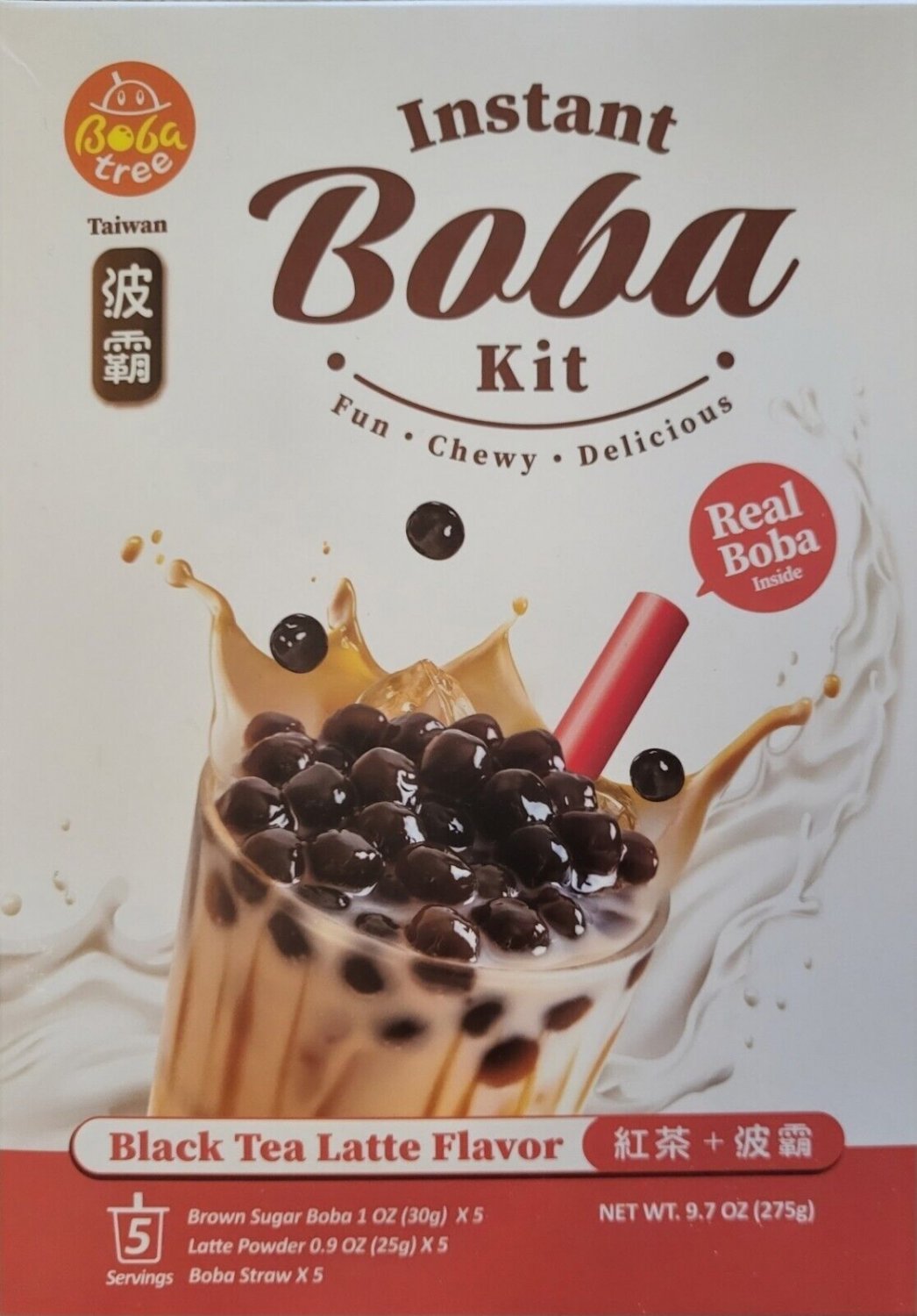 Instant Boba Tea Kit Taiwan BLACK TEA LATTE, 5 Bubble Tapioca Drink w ...