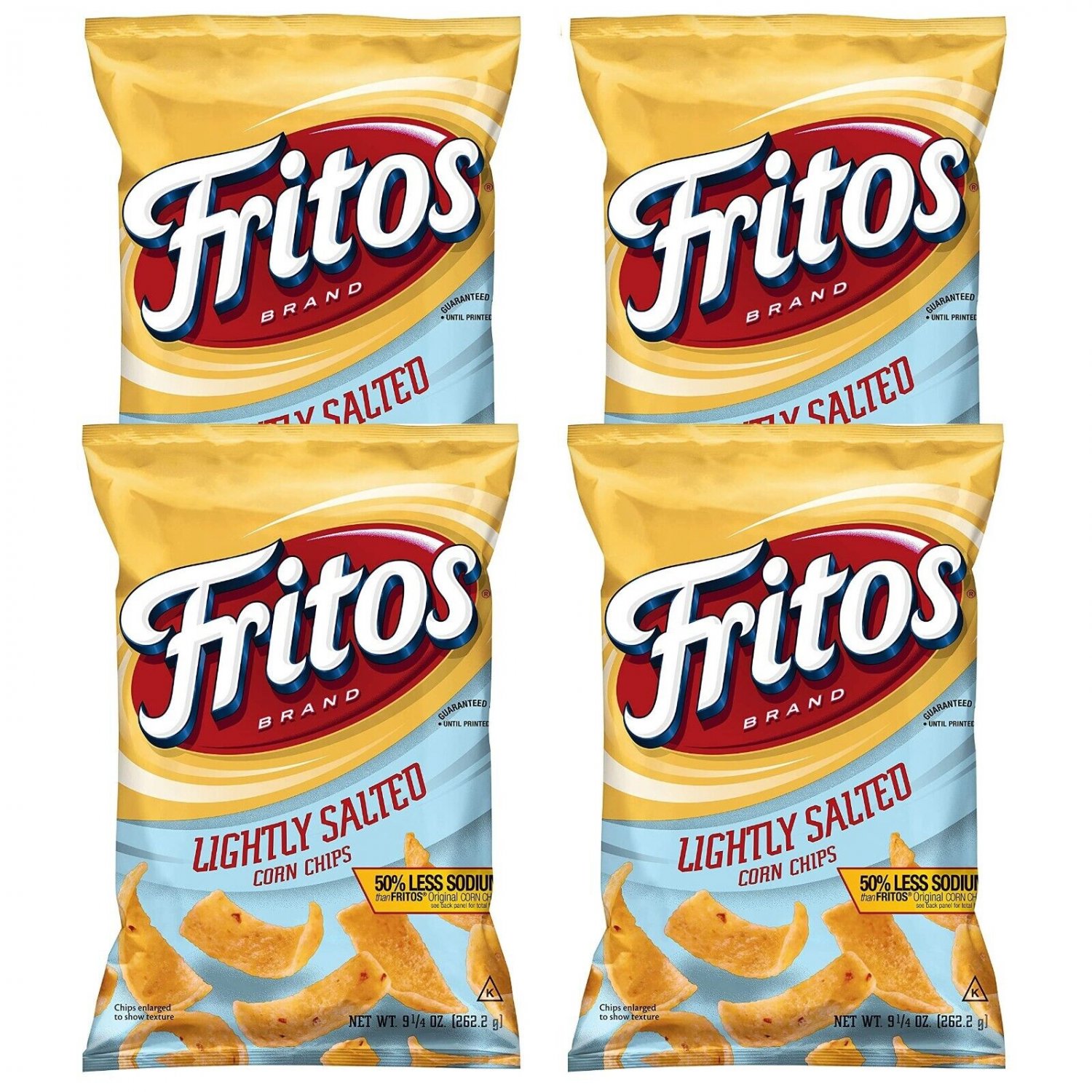 Fritos LIGHTLY SALTED Corn Chips Snacks, 9.25 oz. ea. (Pack of 4)
