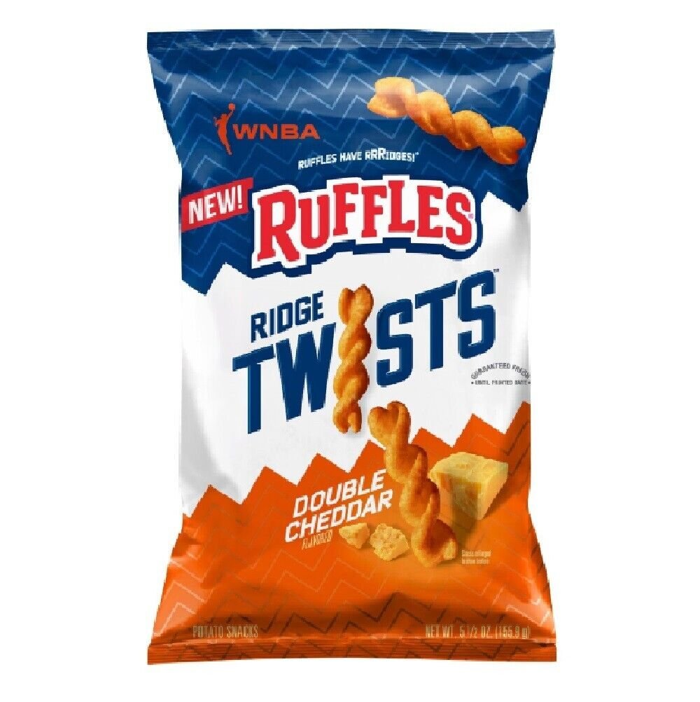 Ruffles Ridge Twists Potato Snacks, Double Cheese, 5.5 Oz.