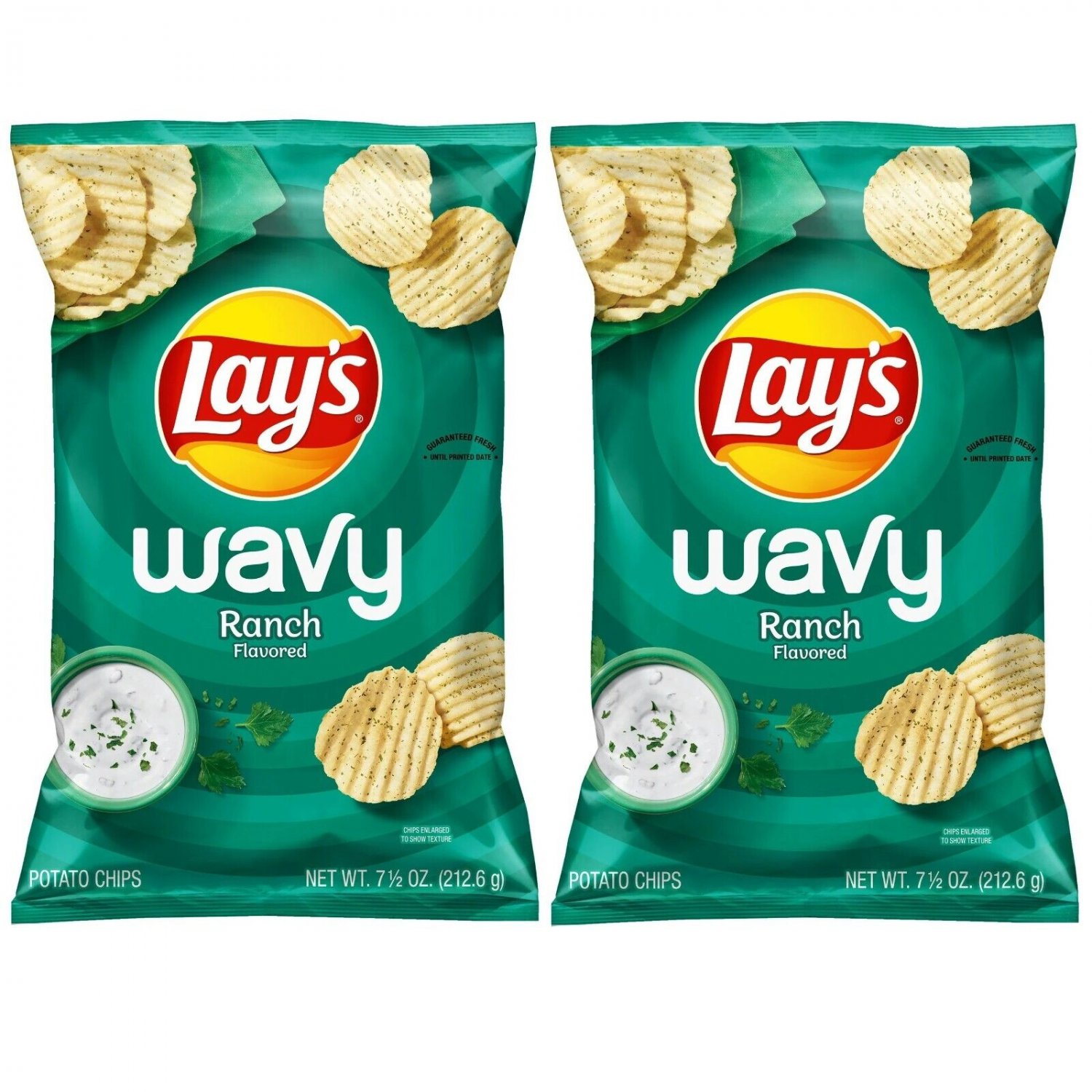 Lay's Wavy RANCH Flavored Potato Chips, 7.75 oz (2 Bags) NA