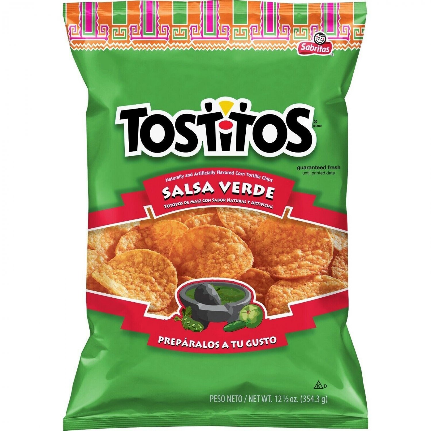Tostitos SALSA VERDE Corn Tortilla Chips (Sabritas Botanas Mexicanas)