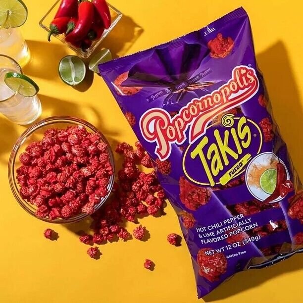 Popcornopolis Takis Fuego Flavored Popcorn 12oz. Hot Chili Pepper ...