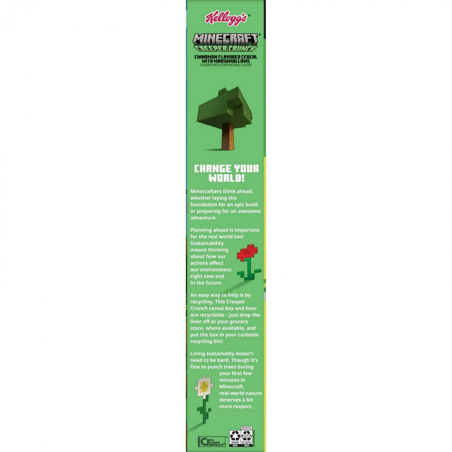 Kellogg's MINECRAFT Creeper Breakfast Cereal Cinnamon Marshmallows 8oz ...