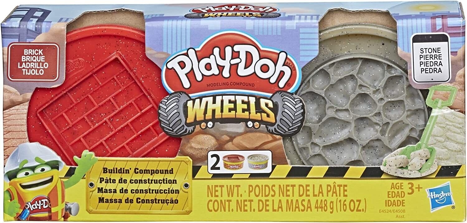 Play-Doh Wheels Brick and Stone Buildin' Compound 8-Oz Cans (Red & Gray)