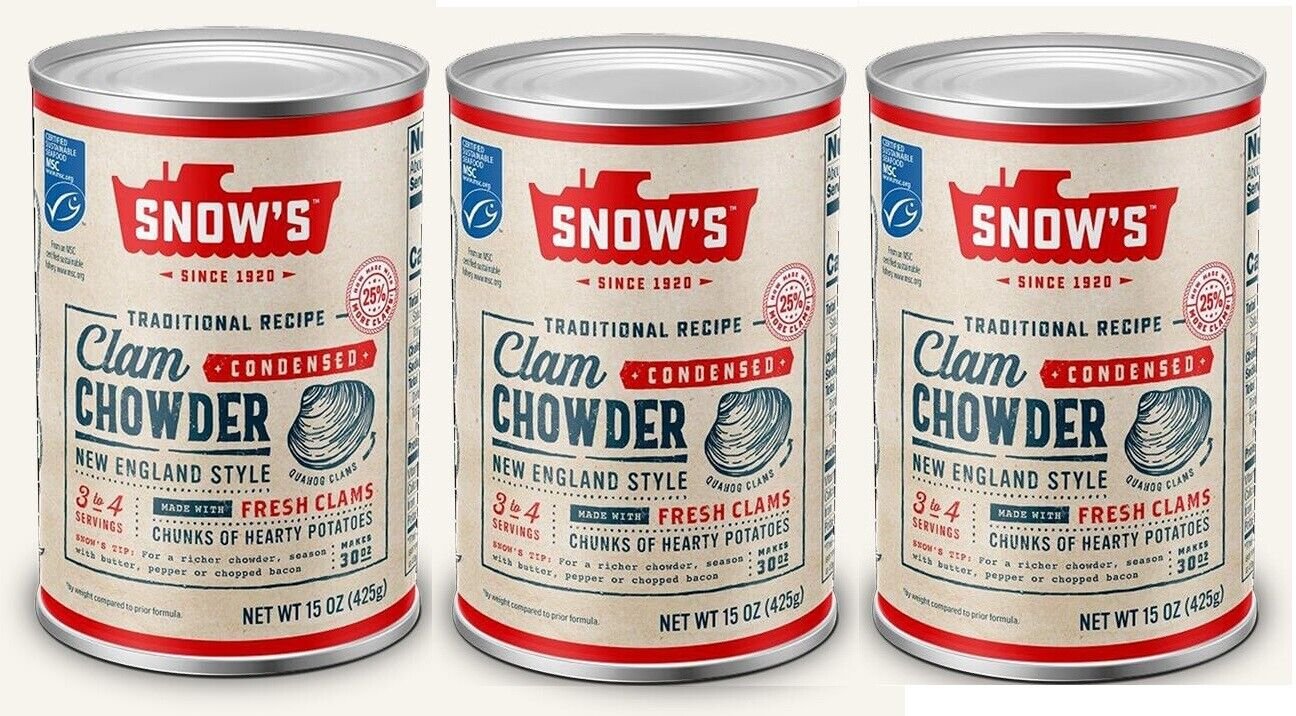 Snows Traditional Chowder Clam New England Style CONDENSED (Pack of 3)