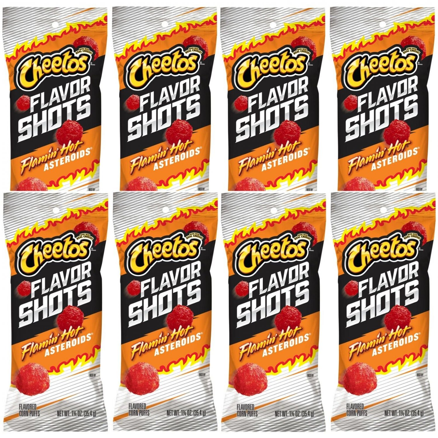 Cheetos Flavor Shots FLAMIN HOT ASTEROID Corn Puffs Poppers 1.25Oz Bags ...