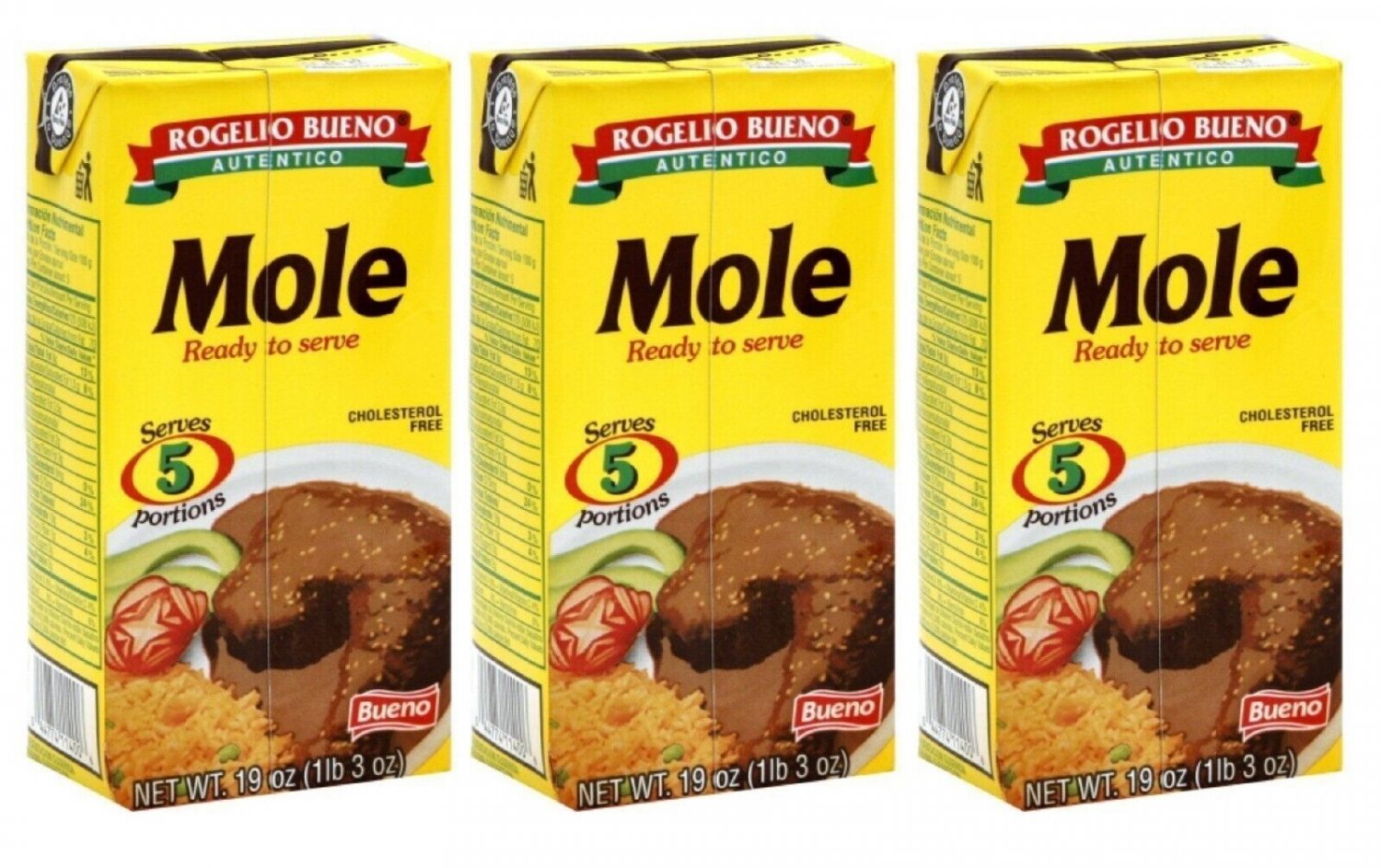 Rogelio Bueno Mole Tetra Pack, Authentic Mole Ready to Serve 19 Oz. (3 ...