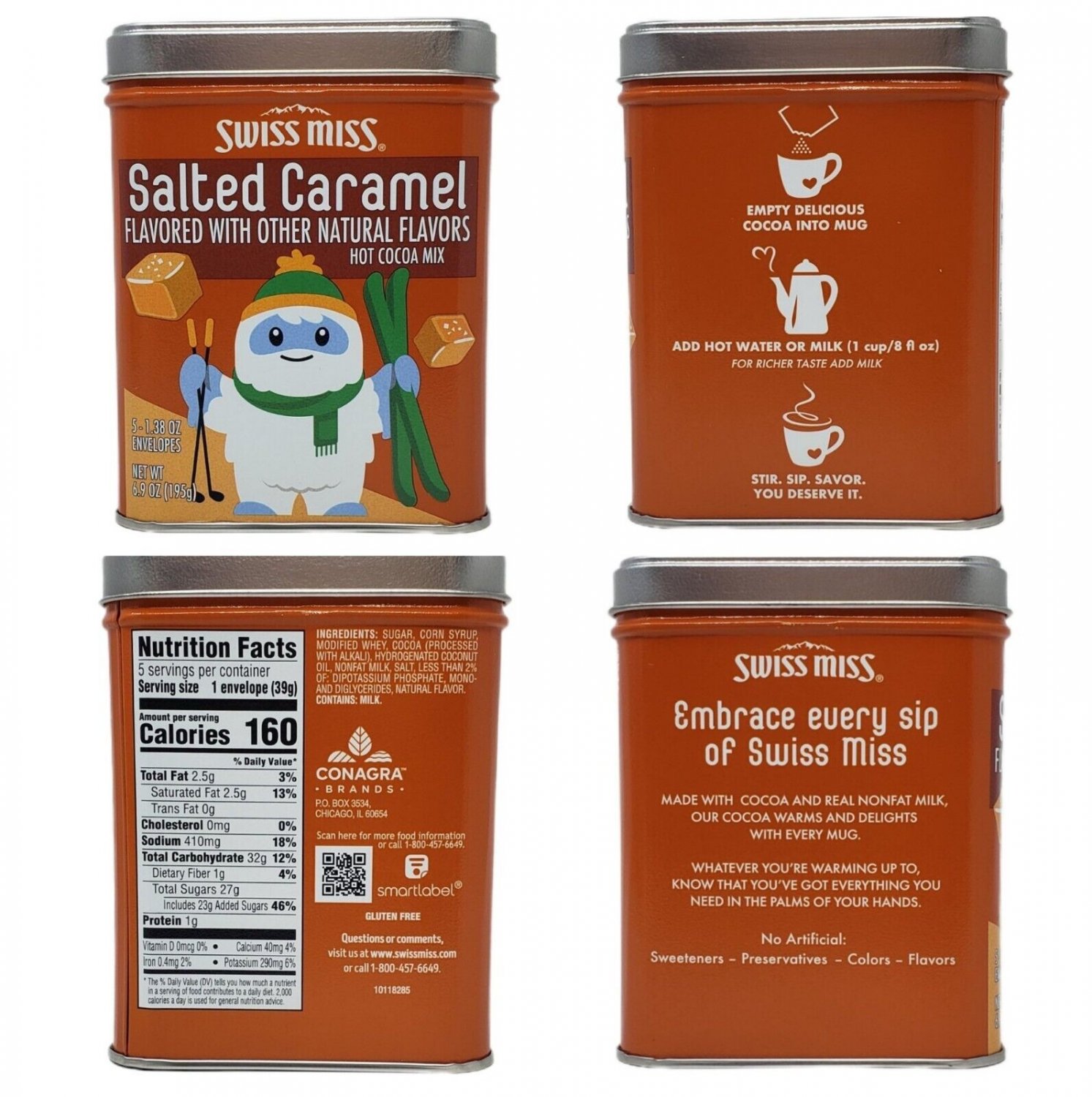 Swiss Miss Hot Cocoa Mix Holiday Gift Pack, 4 Flavors, 4 Tins, 20 Count