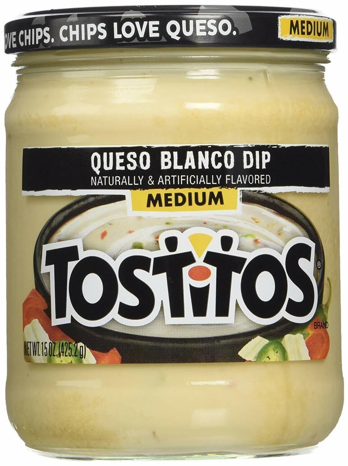 Frito Lay, Tostitos, Queso Blanco, Medium Dip, 15oz Jar (Pack of 1)