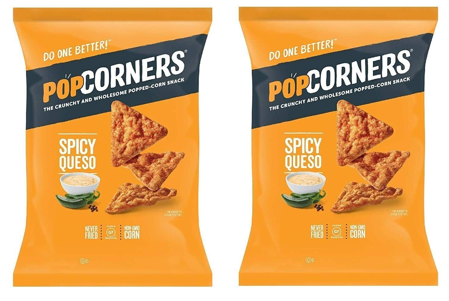 Popcorners Popped Corn Snack SPICY QUESO Puffed Chips 7 Oz. (Pack of 2)