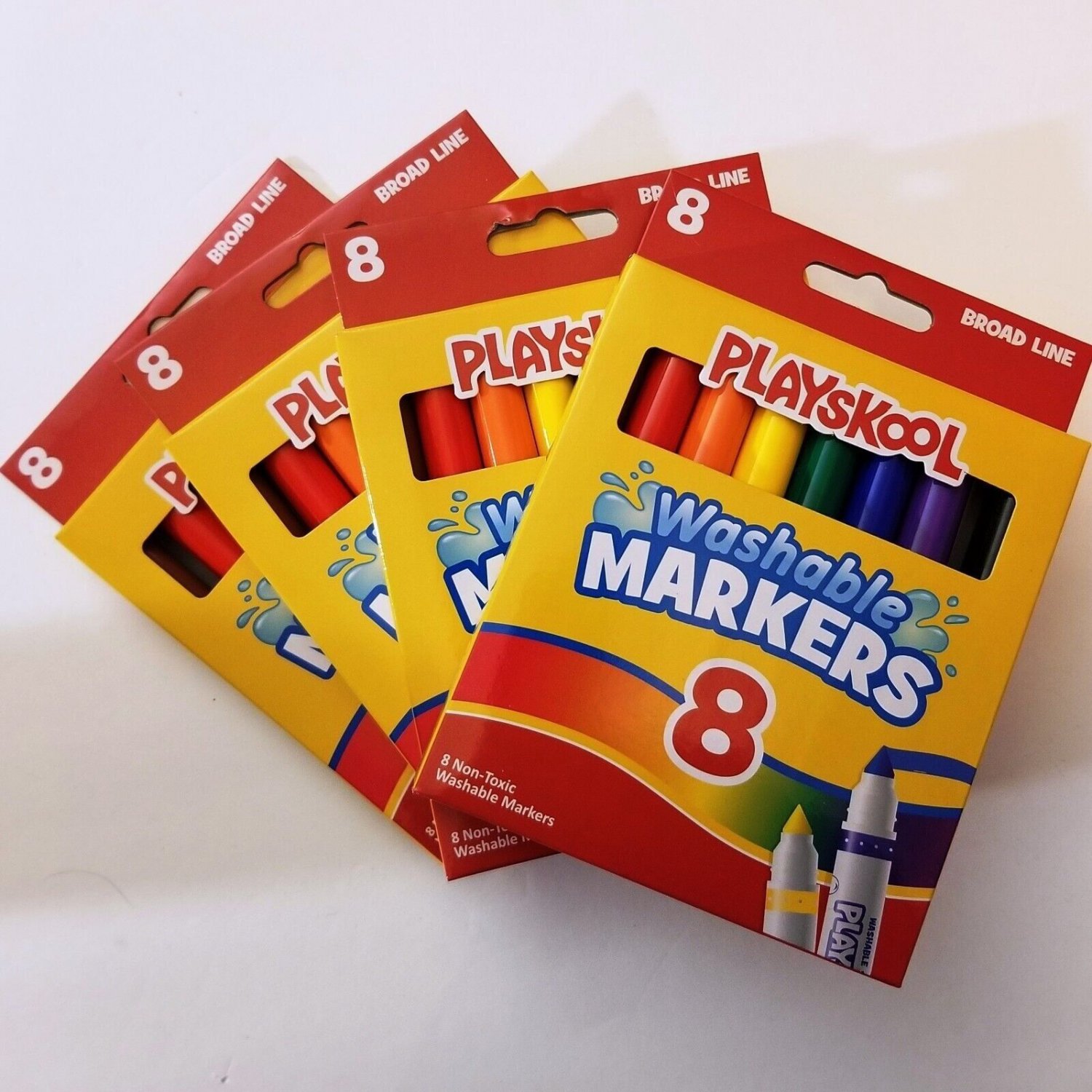 Playskool Washable Markers 8 Ct. Non-Toxic Broad Line (4 Packs)