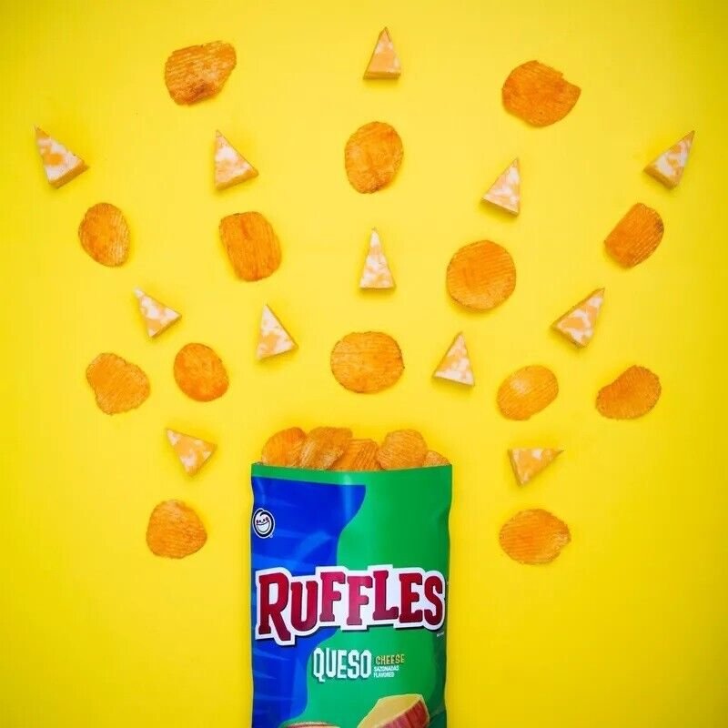 Frito Lay, Sabritas, Ruffles, Queso Cheese Potato Chips 8 oz (1 Bag)