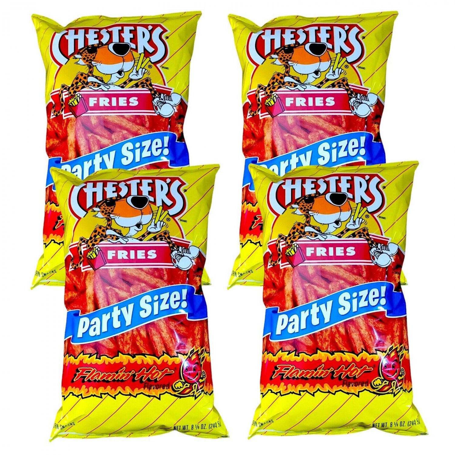 Chester's HOT FRIES FLAMIN' Corn Snacks Crunchy Party Size 8-5/8 oz. 4 Bags